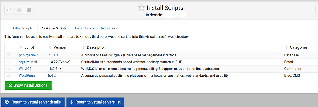 Install Script Phpmyadmin Where Is It Help Home For Newbies Virtualmin Community 