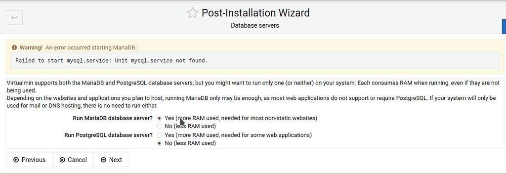 How to instal with mariadb - Help! (Home for newbies) - Virtualmin Community