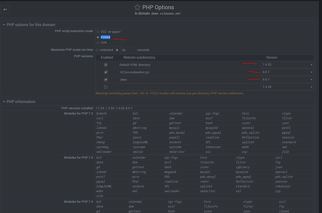 Change PHP Version on virtual host - Virtualmin - Virtualmin Community