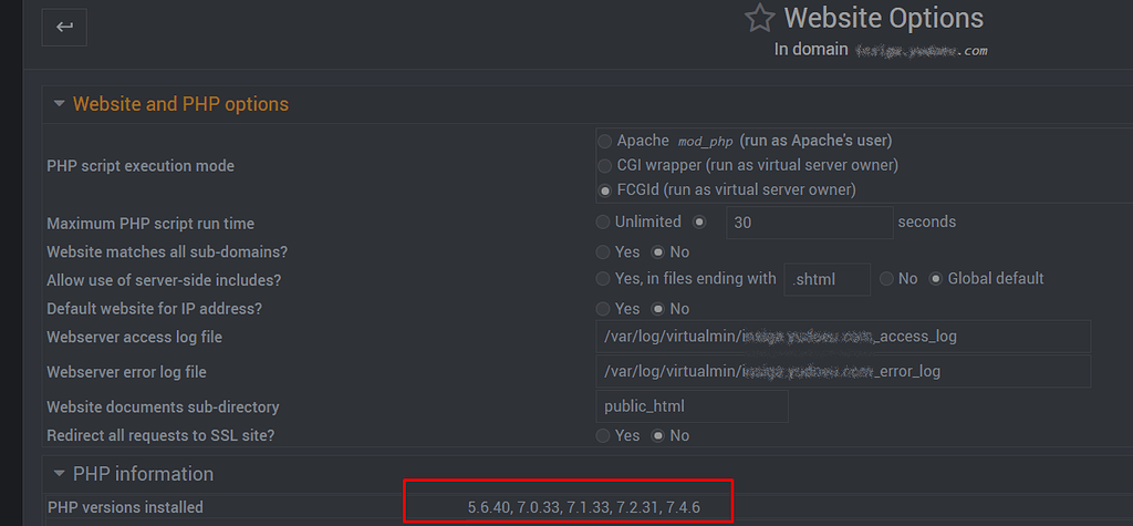 Official way to change PHP version on domain site - Virtualmin - Virtualmin Community