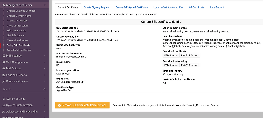 How to manage default SSL cert for hostname - Virtualmin - Virtualmin Community