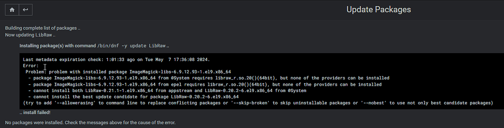 1 update failed (0ther 300+ worked OK) - Virtualmin - Virtualmin Community