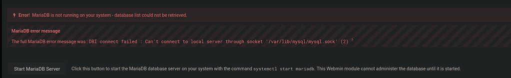 Fixing MariaDB self-lockout for root user - Help! (Home for newbies) - Virtualmin Community