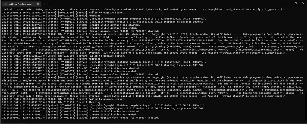 Virtualmin Sql Problem Service Dont Satrt Mysql Files Occupied Whole Disk Help Home For