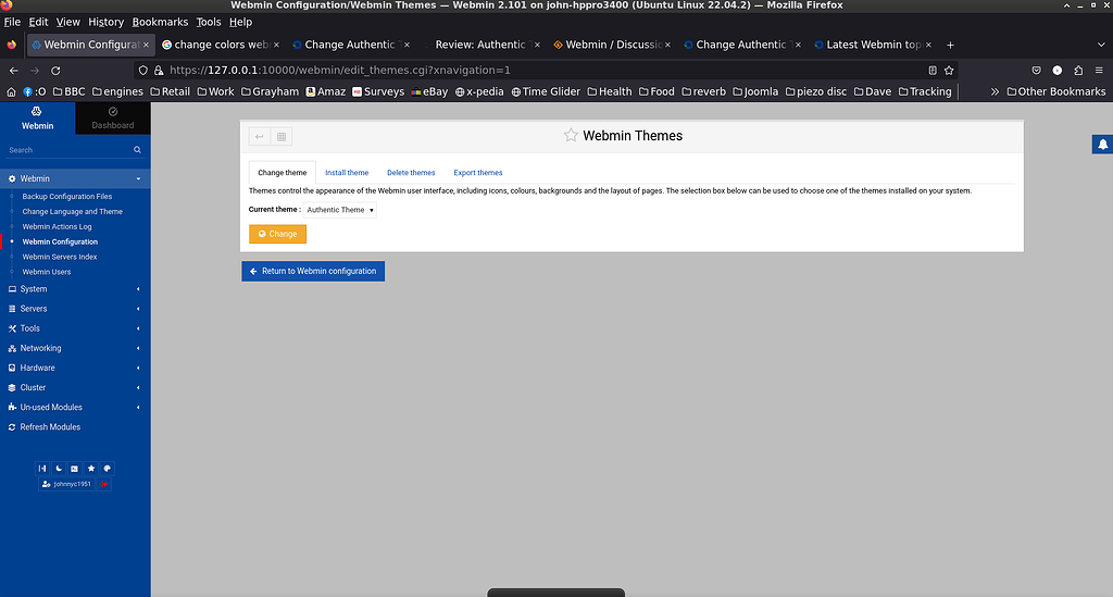 Cannot change colors in Authentic Theme. Missing section 'Current Theme' - Webmin - Virtualmin ...