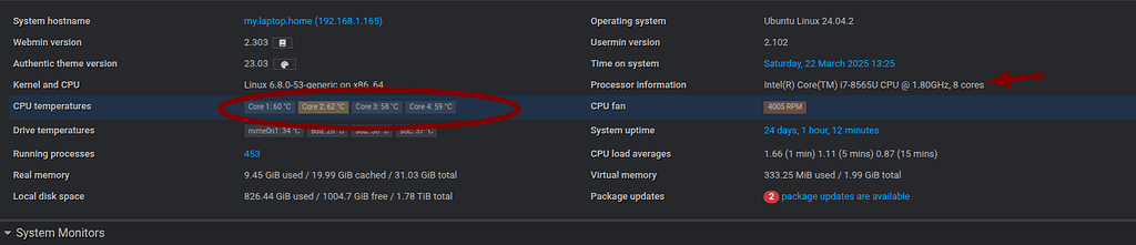 Incorrect Core count on dashboard - Authentic Theme - Virtualmin Community