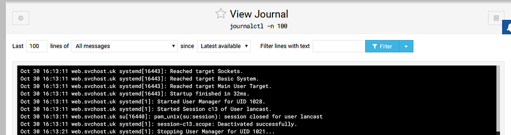 How do i see the email log `journalctl -t postfix/smtpd` in `System ...