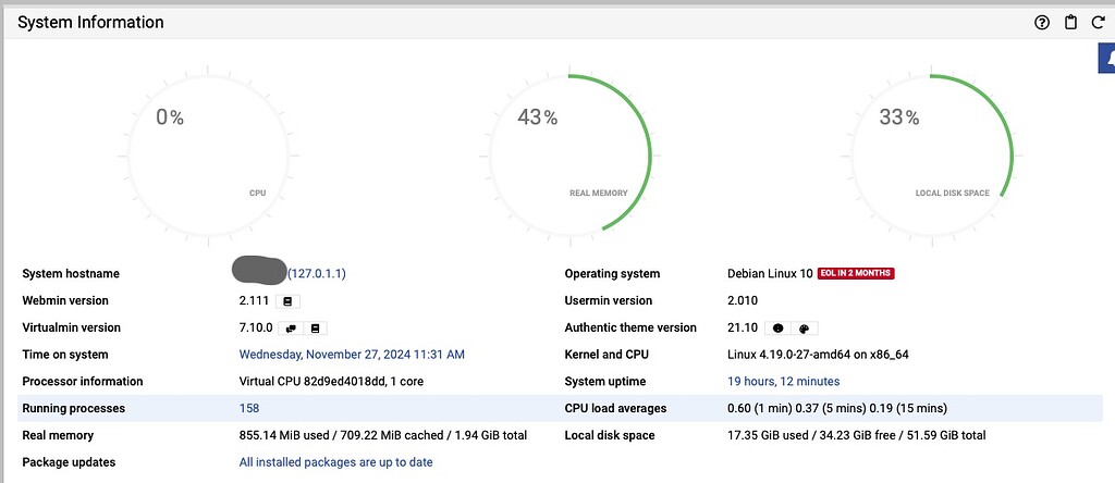 Having Trouble Updating Server From Debian 10 - Help! (Home for newbies) - Virtualmin Community