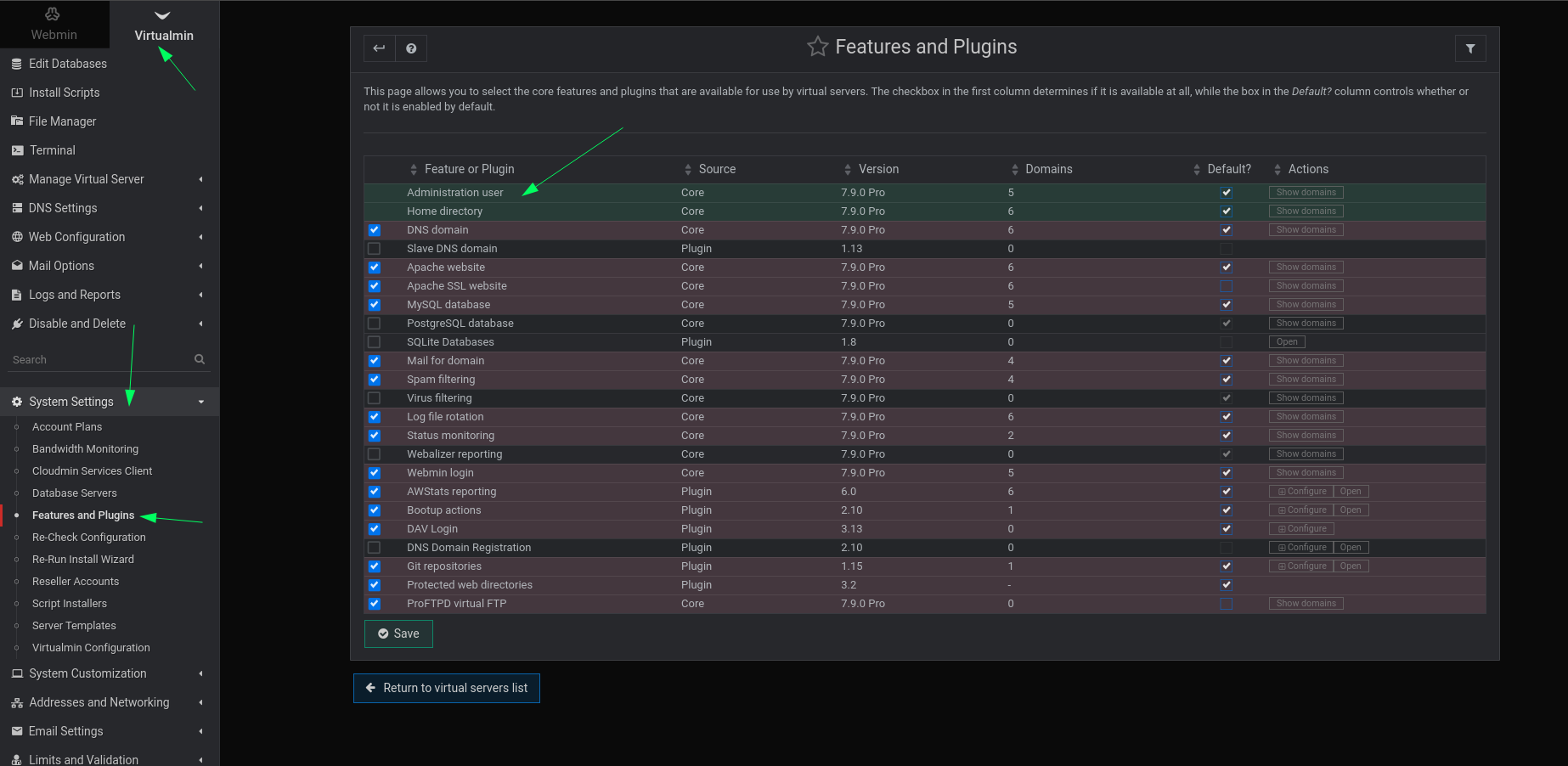 Dashboard shows no more system information + let's encrpypt option gone?! - Virtualmin ...