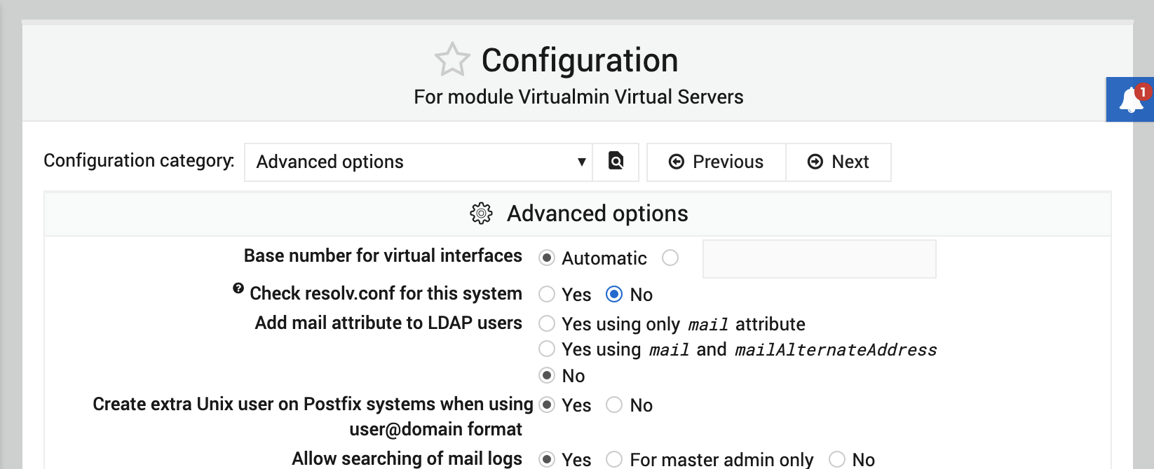 Virtualmin is configured to setup DNS zones, but this system is not setup to use itself as a DNS ...