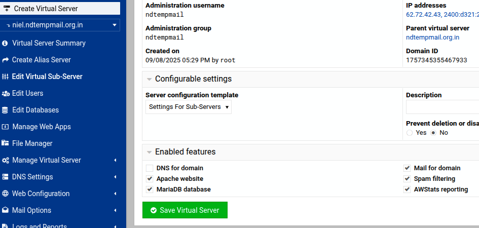 Creating a sub-server throws a missing file error in Virtualmin 7.40 - Virtualmin - Virtualmin ...