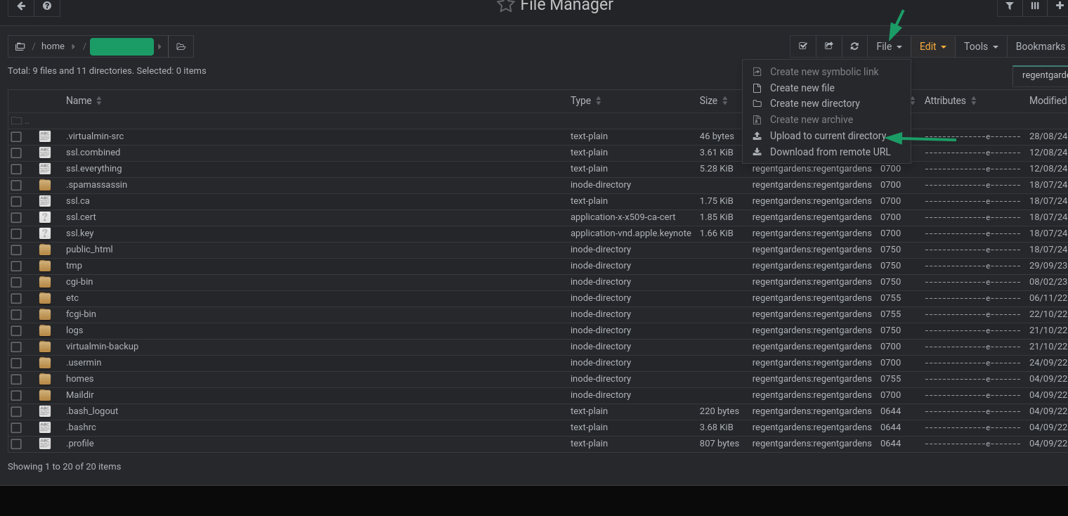 File manager and FileZilla - Help! (Home for newbies) - Virtualmin Community